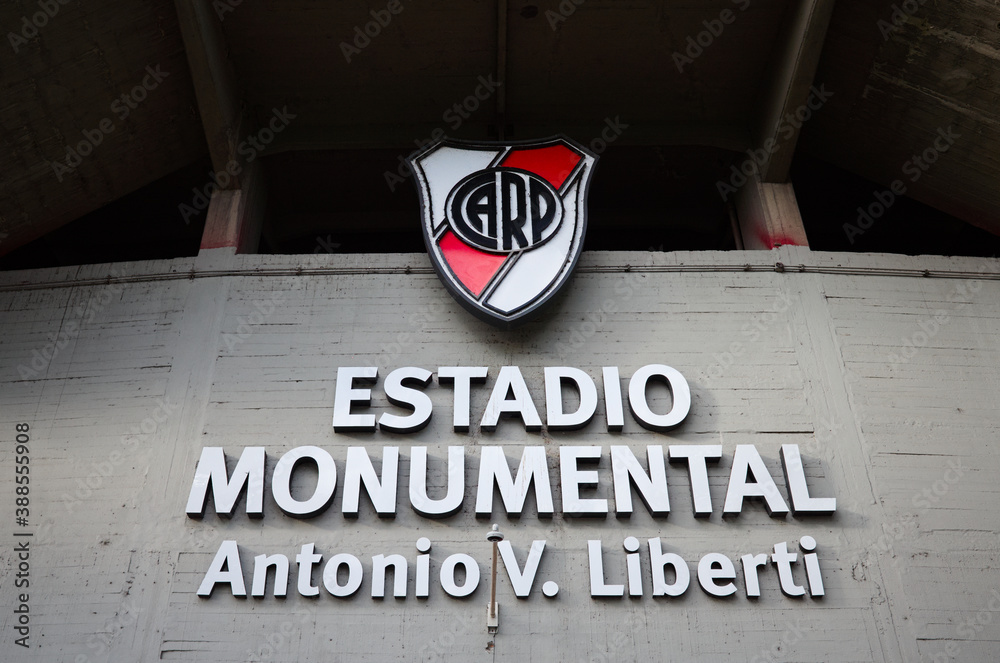River Plate football club emblem on a home stadium called Estadio ...