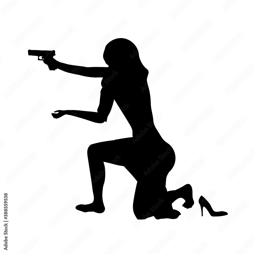 Abstract silhouette firing girl, female isolated silhouette. Beautiful ...
