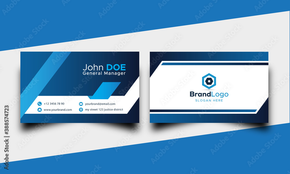 Personal visiting card with company logo. Clean flat stationery design ...