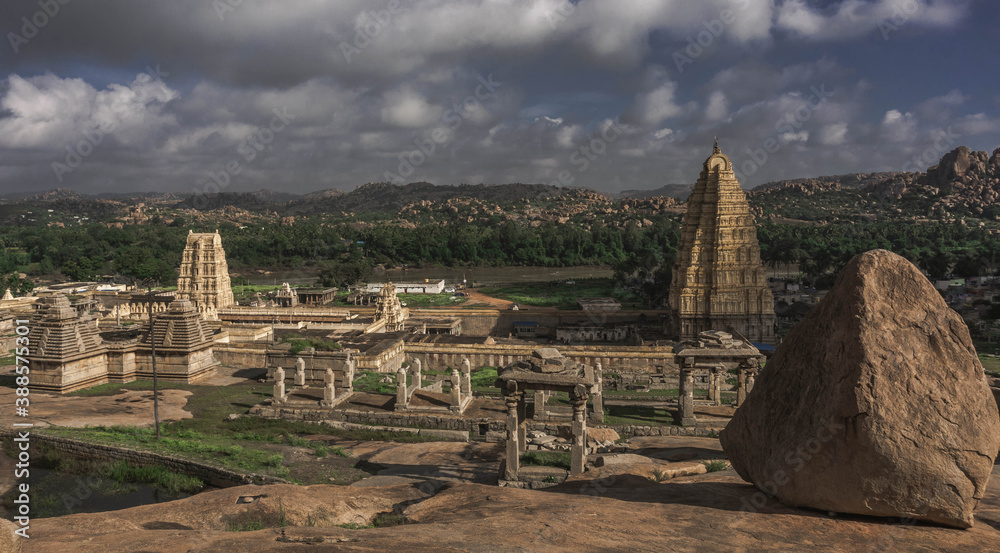 The ancient Hindu temple Virupaksha is located in the village of Hampi ...