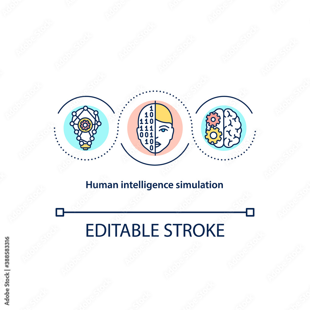 Human intelligence simulation concept icon. Digital transformation ...
