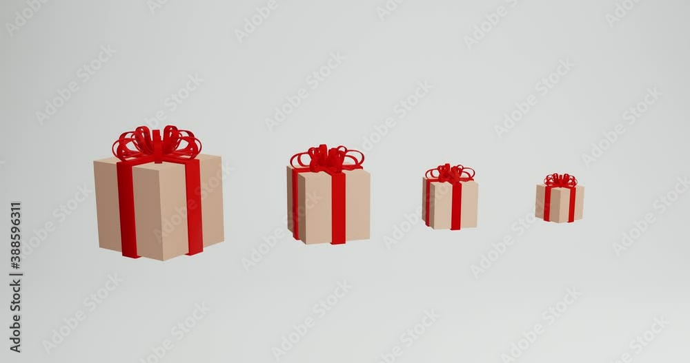 3d render of animation of creation, transformation of gift boxes ...