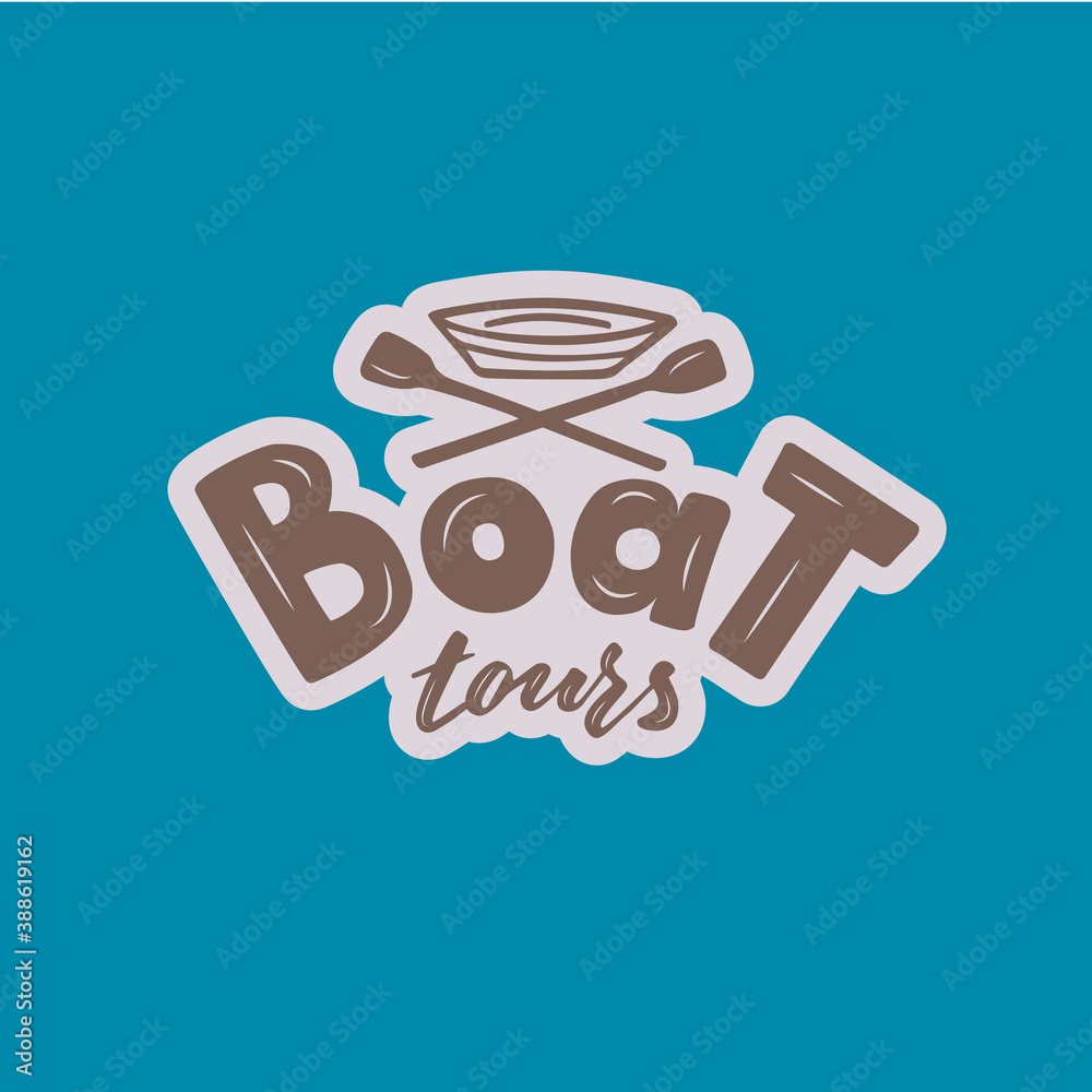 Vector illustration of boat tours brush lettering for banner, leaflet ...