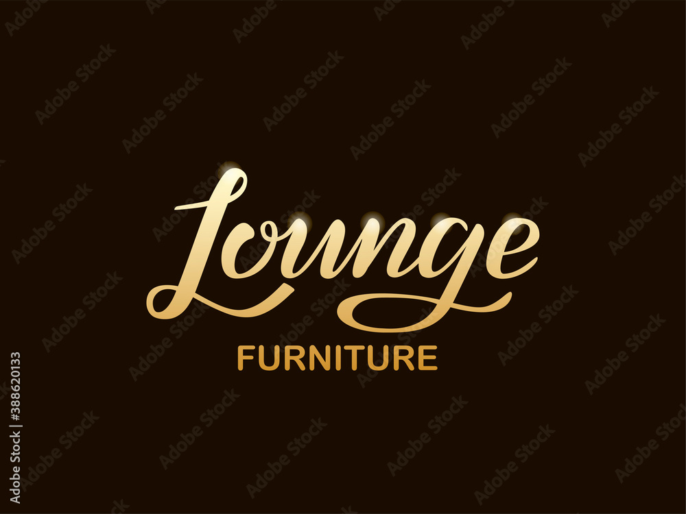 Vector illustration of lounge furniture lettering for banner, logo ...