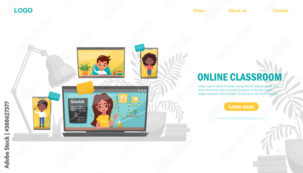 Digital Classroom Online Education website template or background ...