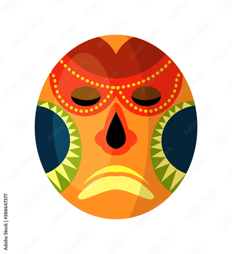 Vector african mask. Round african mask isolated on white background ...