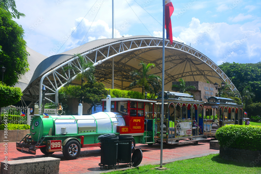 Locomotive train at Rizal park in Manila, Philippines Stock Photo ...