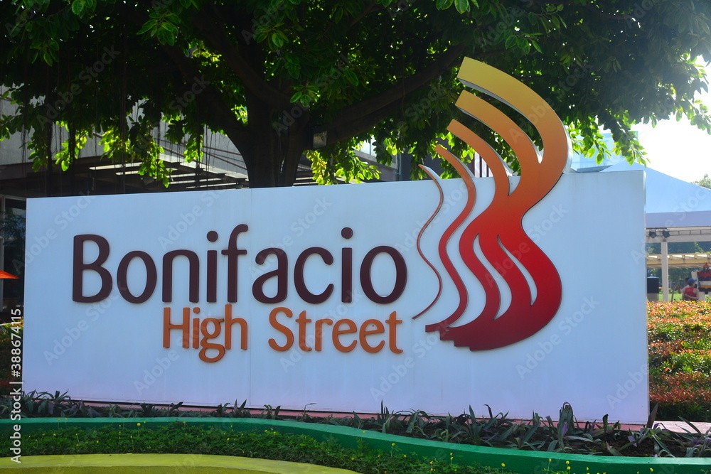 Bonifacio High Street signage in Taguig, Philippines Stock Photo ...