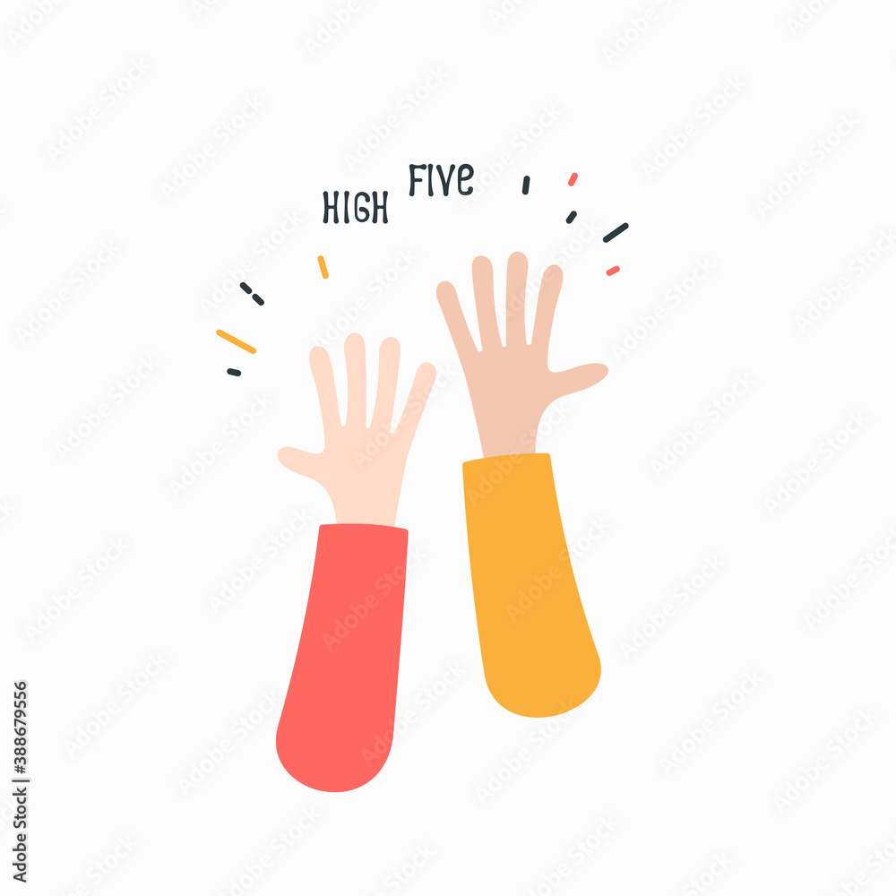 Hands giving a high five. Two hands clap vector illustration Stock ...