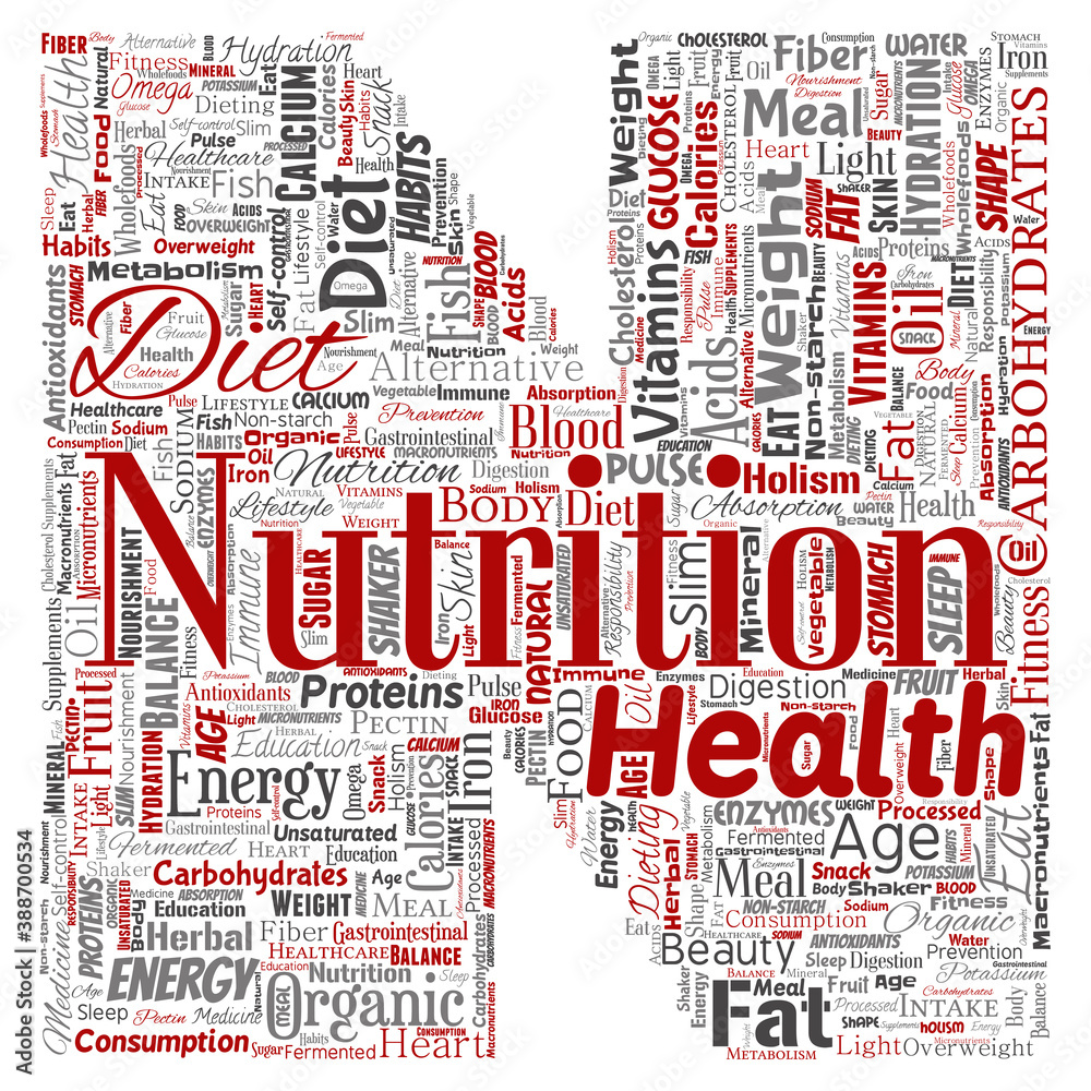 Vector conceptual nutrition health diet letter font N word cloud ...