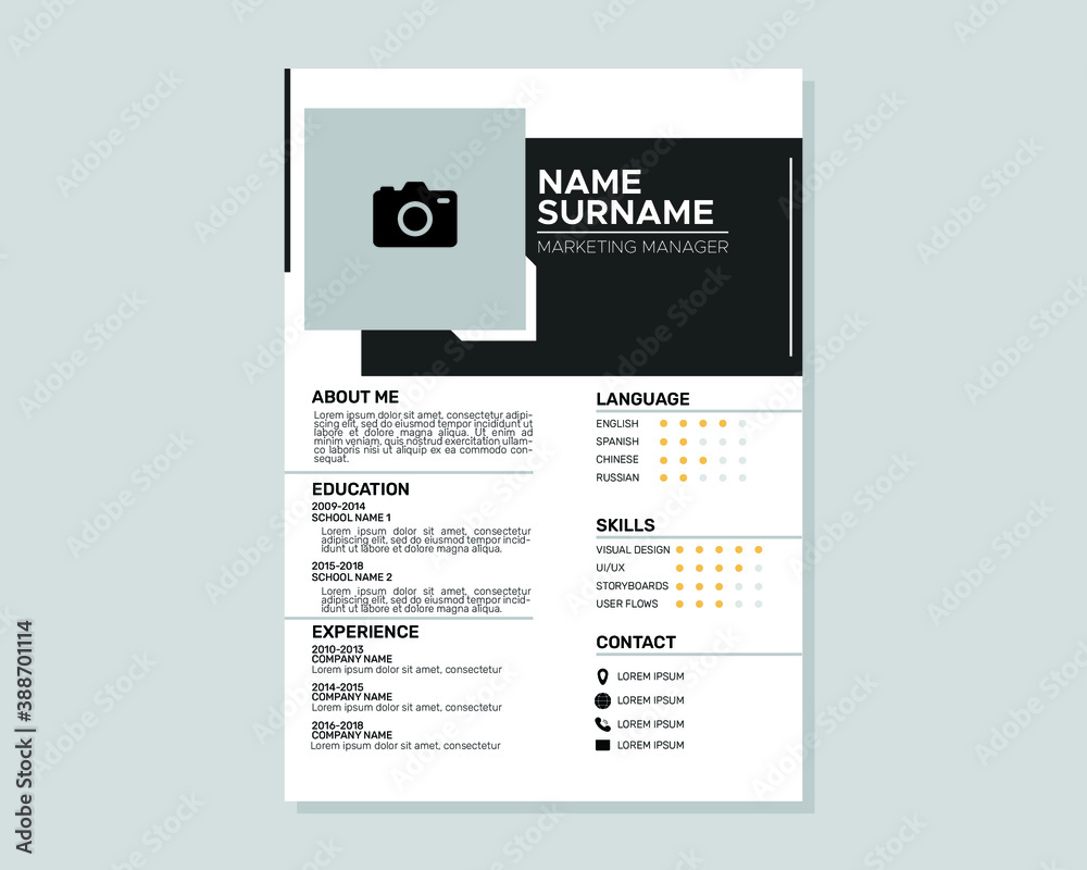 Personal Resume/CV modern template design.Editable Stock Vector | Adobe ...