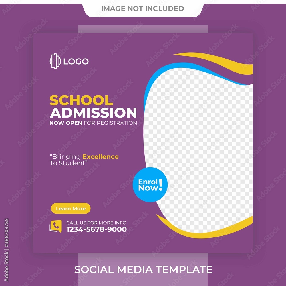 Editable School Admission Simple Clean template Stock Vector | Adobe Stock