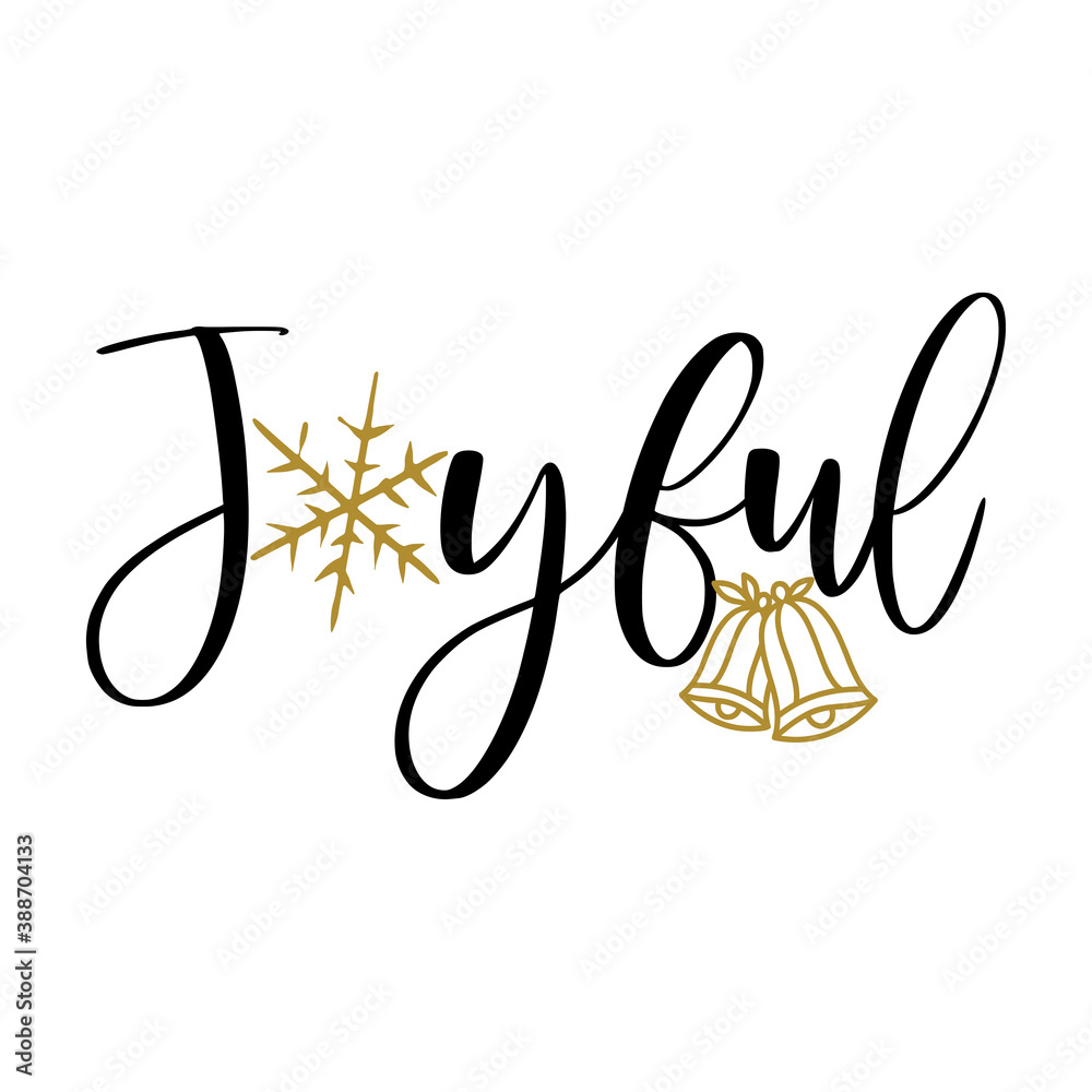 Joyful - Greeting card text - Calligraphy phrase for Christmas or other ...