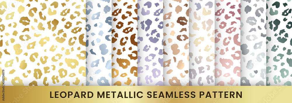 Trendy gold leopard abstract seamless pattern set. Vector Wild animal ...