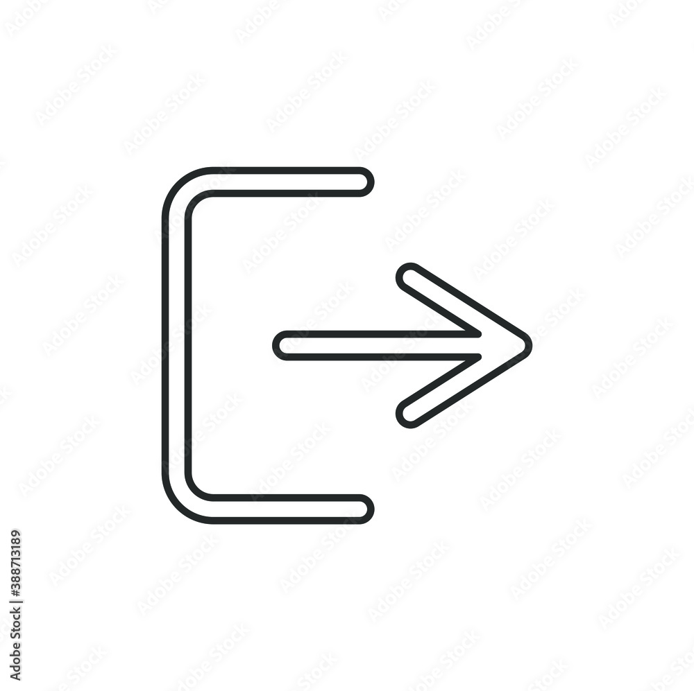 Exit trendy icon button symbol. Logout, sign out door logo sign. Vector ...