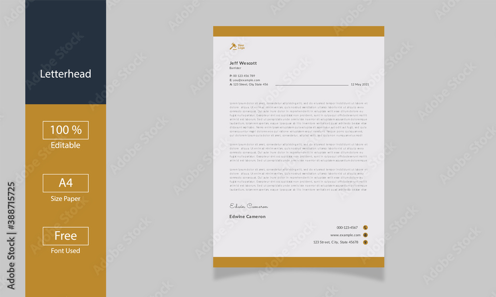 Modern Creative letterhead. corporate letterhead. Elegant letterhead ...