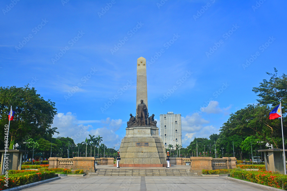 Jose Rizal statue monument at Rizal park in Manila, Philippines Stock ...