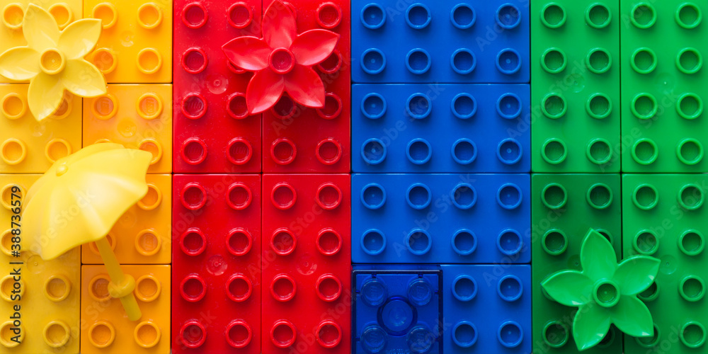 Minsk, Belarus - March, 2018. Lego Duplo cubes background. Multicolored ...