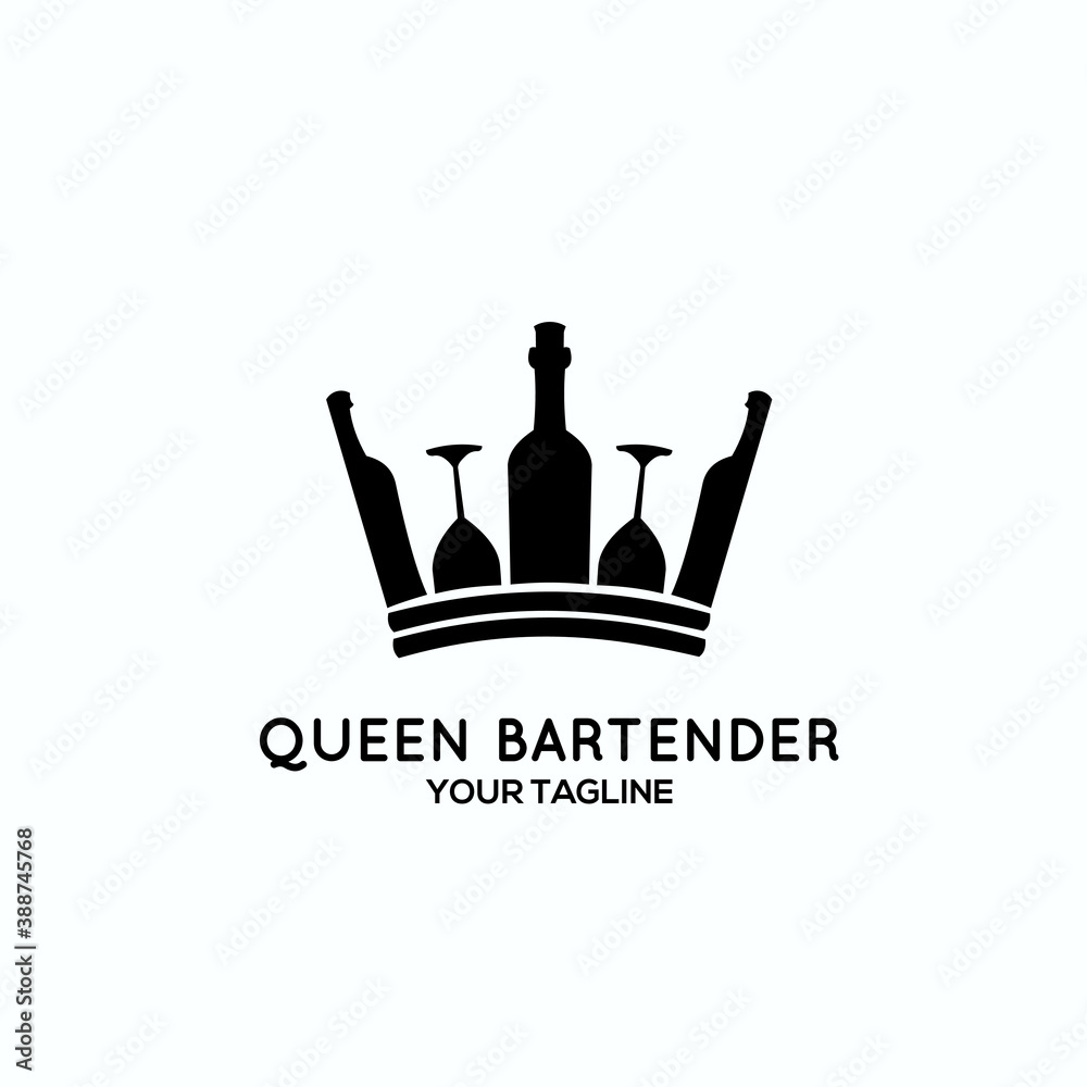 queen bartender logo exclusive design inspiration Stock Vector | Adobe ...