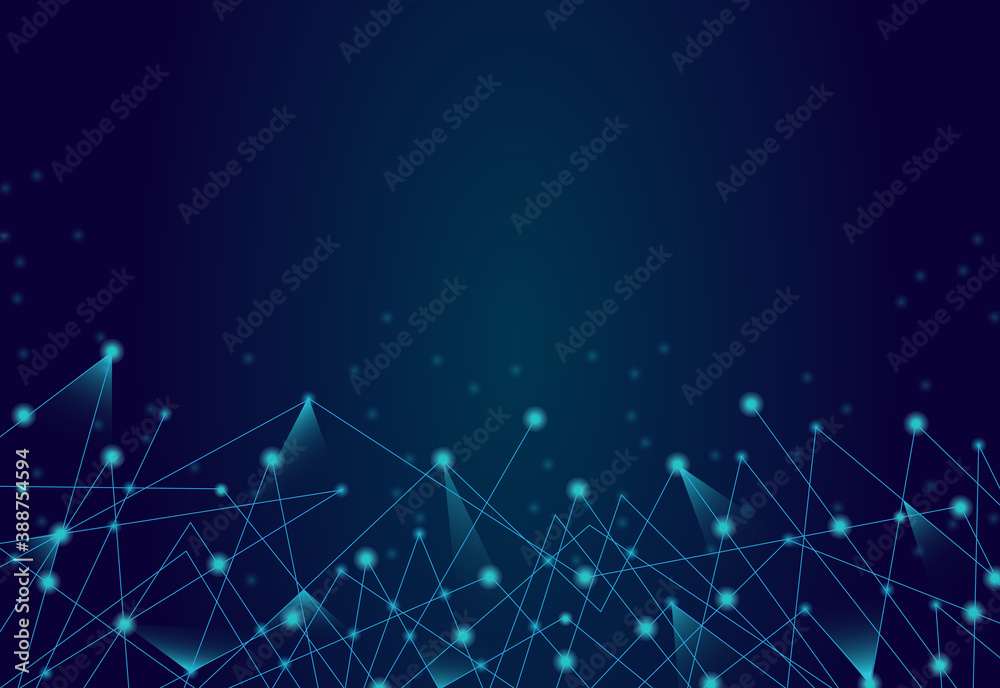 Network abstract connection isolated on blue background. Network ...
