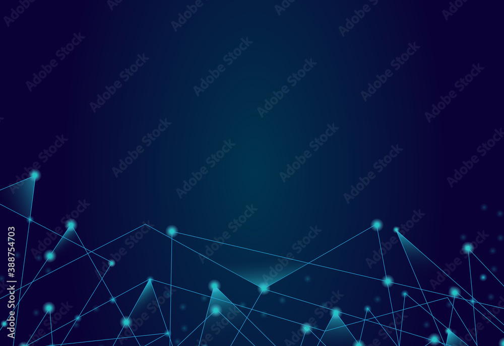 Network abstract connection isolated on blue background. Network ...