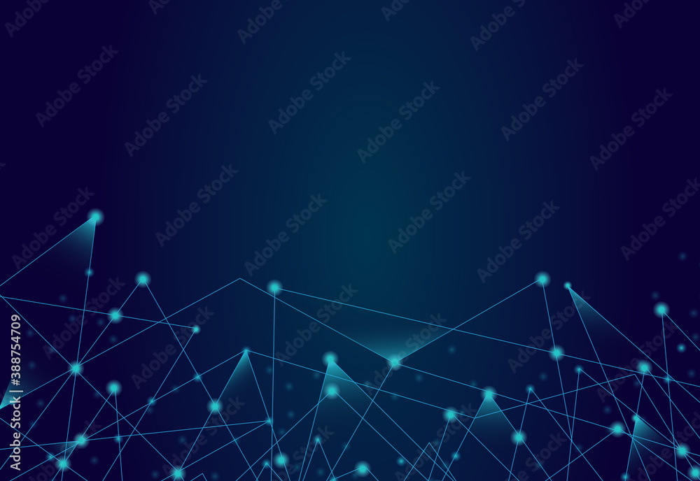 Network abstract connection isolated on blue background. Network ...