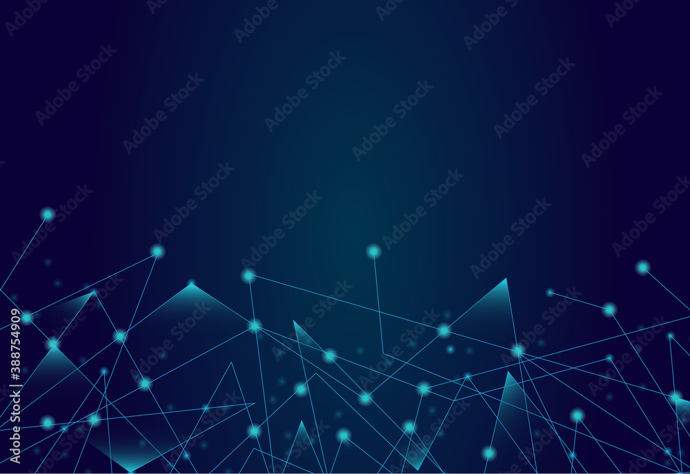 Network abstract connection isolated on blue background. Network ...