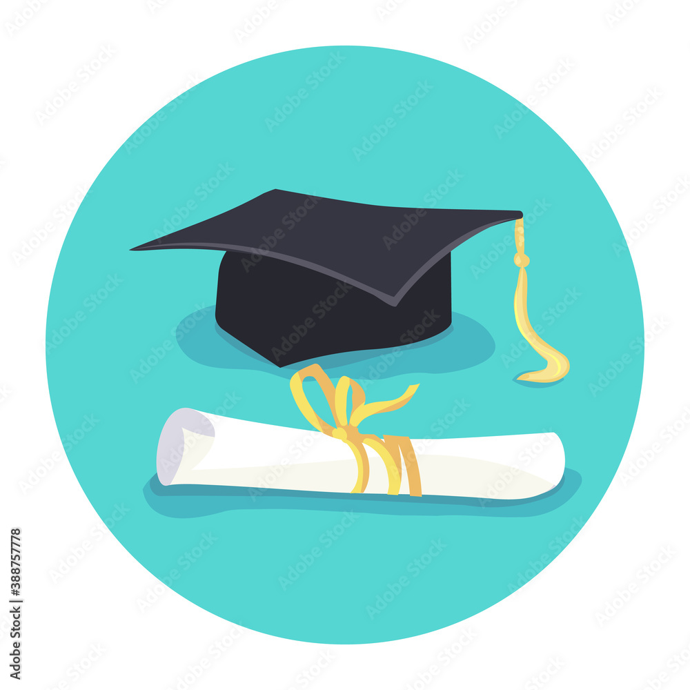 High school graduate hat, master s headdress, badge of the prom ...