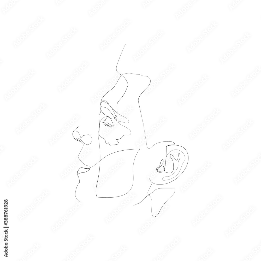 SINGLE-LINE DRAWING OF A MALE FACE (12). This hand-drawn, continuous ...