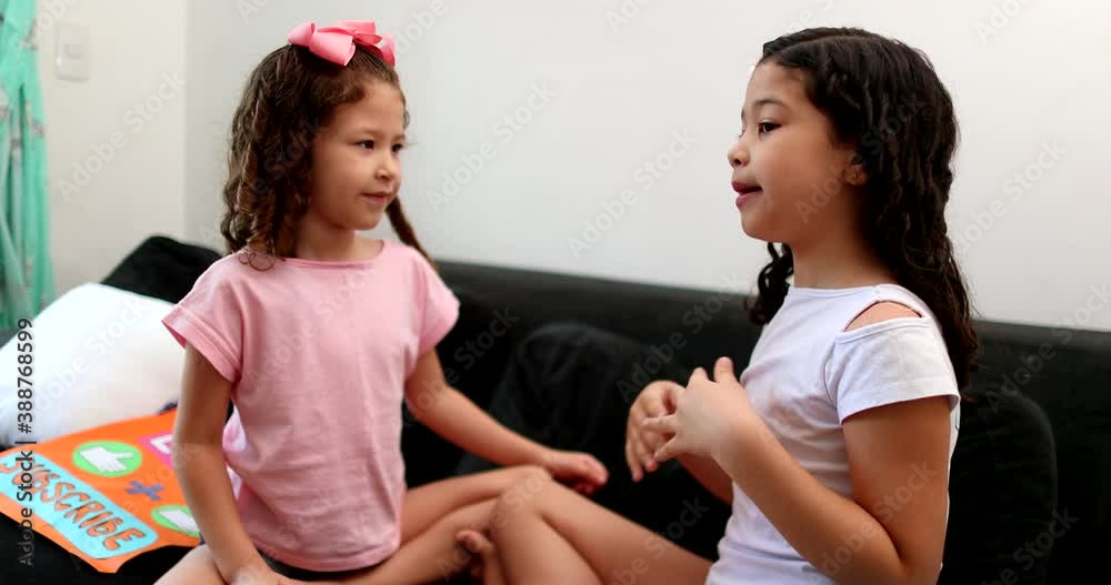 Children talking to camera building social media presence, two little ...