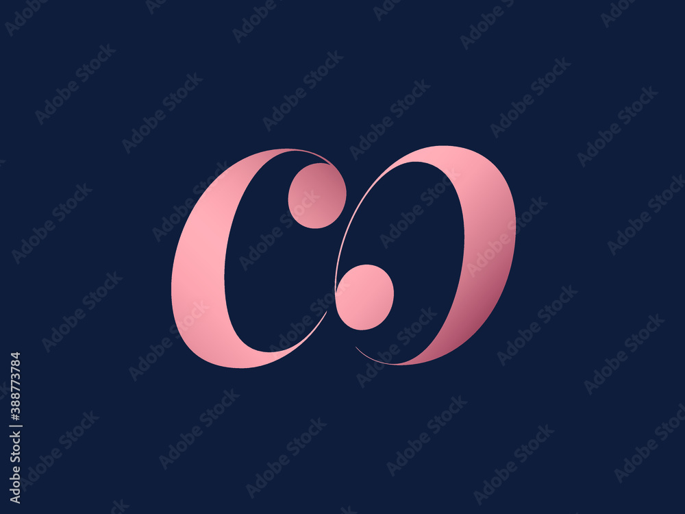 CO monogram logo.Elegant style typographic icon.Lettering sign.Alphabet ...
