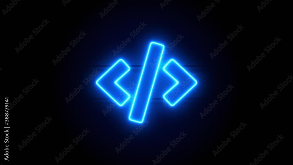 Code neon sign appear in center and disappear after some time. Animated ...