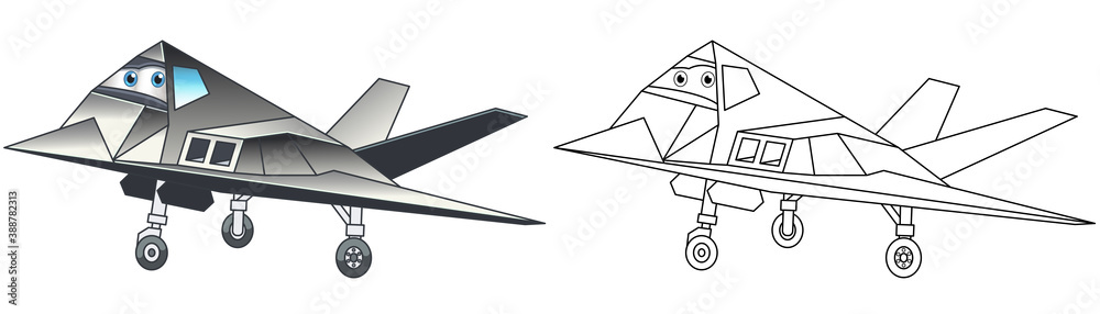 Coloring page with lockheed F-117 nighthawk. Line art drawing for kids ...