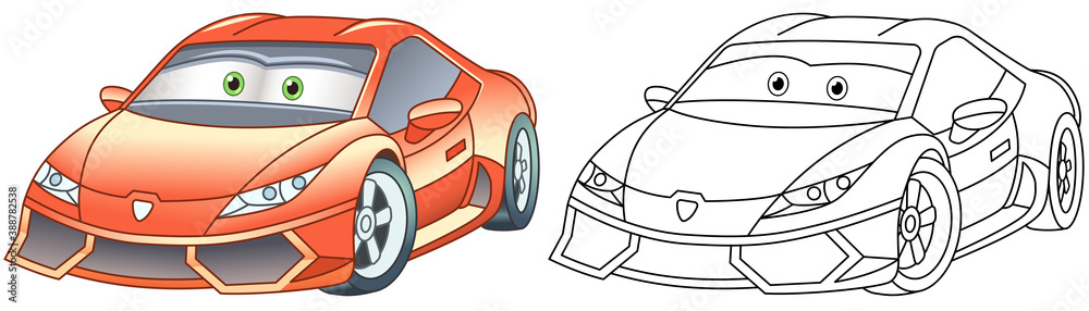 Coloring page with cars. Line art drawing for kids activity coloring ...