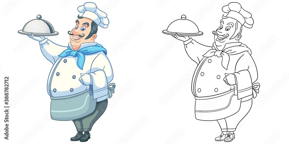 Coloring page with chief cook. Line art drawing for kids activity ...