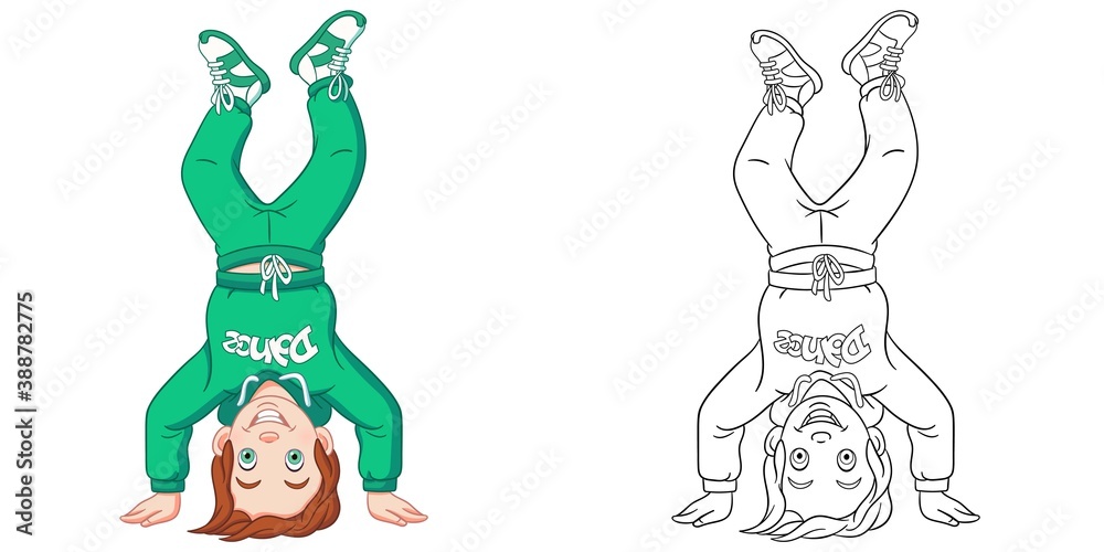 Coloring page with boy dancing. Line art drawing for kids activity ...
