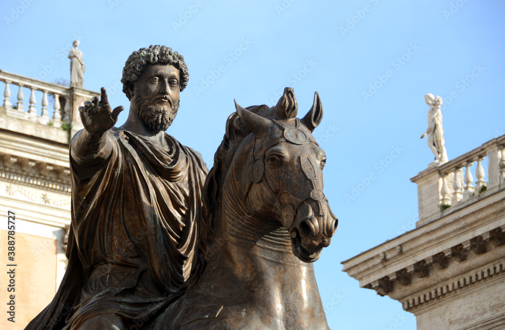 the equestrian statue of Marcus Aurelius is a gilded bronze sculpture ...