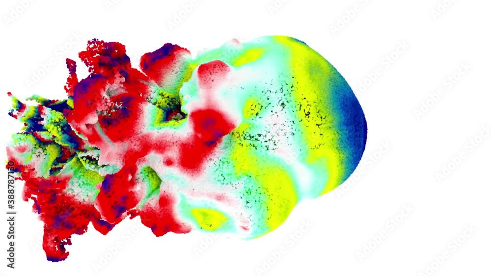 3d video loop animation of abstract art of surreal color smoke fire ...