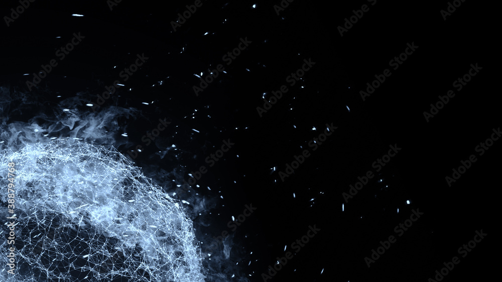 Abstract blurred plexus effect background. Fire planet earth with ...