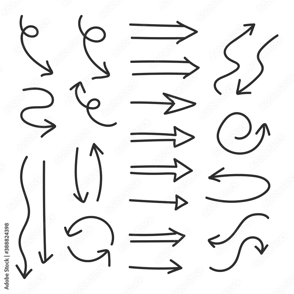 Arrow doodles vector collection. Set of Hand drawn vector arrows. Stock ...