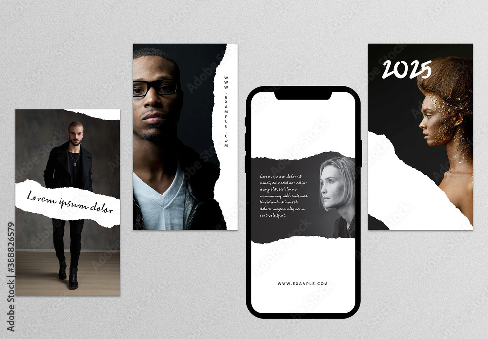 Social Post Layouts with Torn Paper Effects Stock Template | Adobe Stock