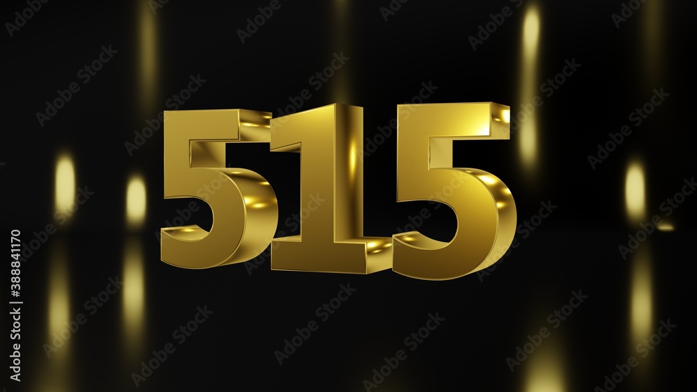 Number 515 in gold on black and gold background, isolated number 3d ...