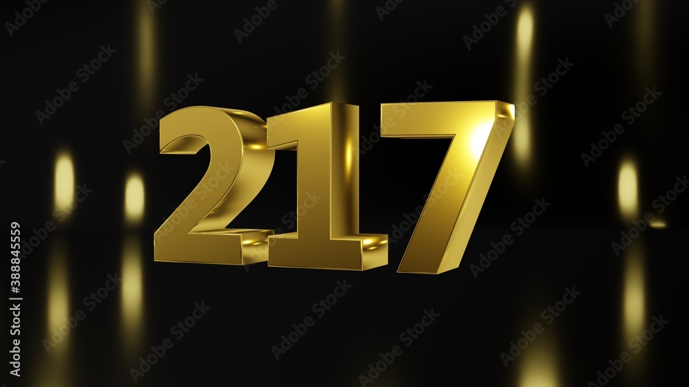 Number 217 in gold on black and gold background, isolated number 3d ...
