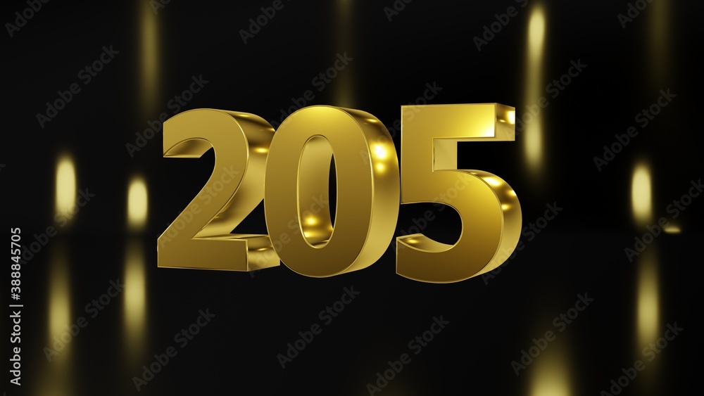 Number 205 in gold on black and gold background, isolated number 3d ...