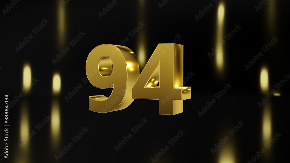 Number 94 in gold on black and gold background, isolated number 3d ...