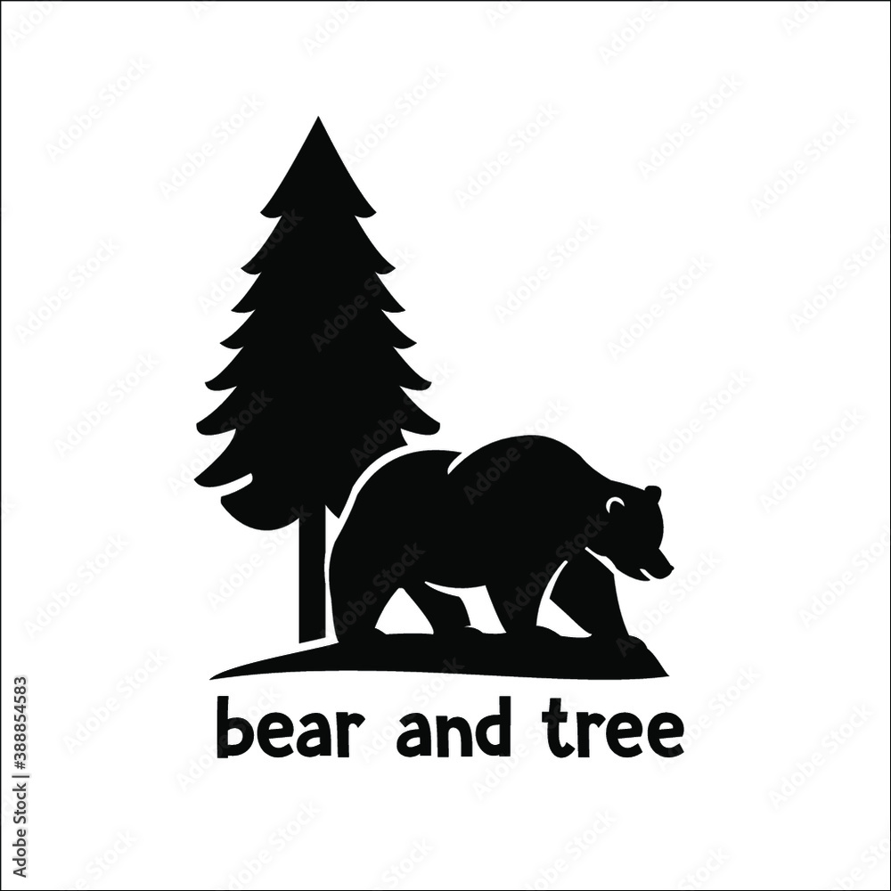Bear and Tree logo exclusive design inspiration Stock Vector | Adobe Stock