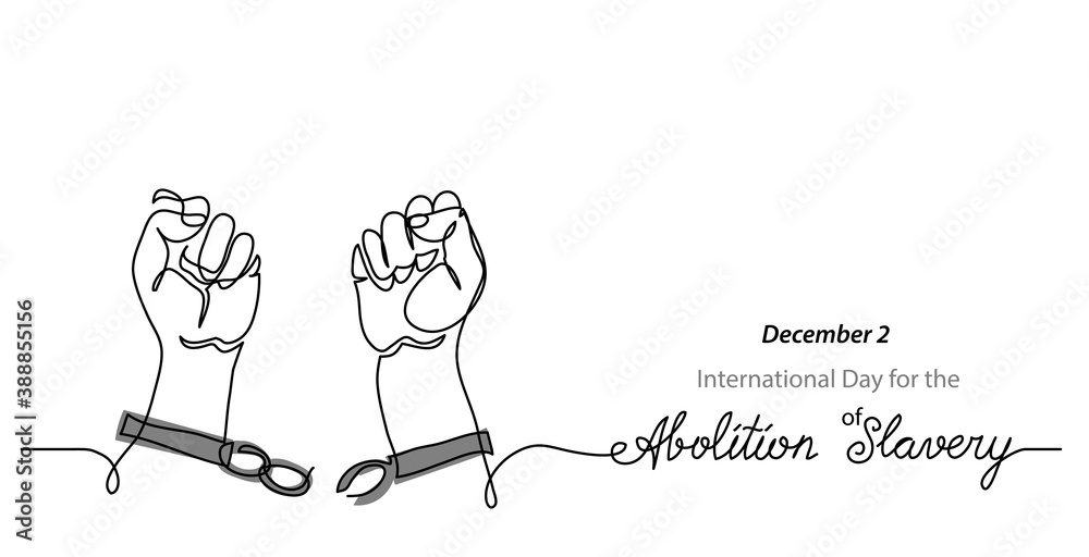 International Day for the Abolition of Slavery simple banner. Hands and ...