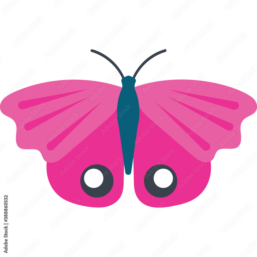 Pink color designed moth with two white eyes spots on the lower edge ...