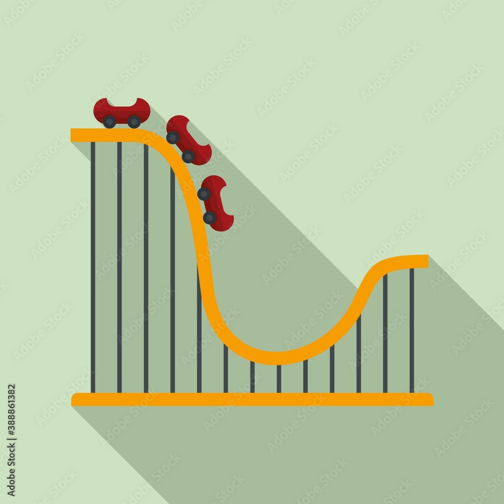 Roller coaster ride icon. Flat illustration of roller coaster ride ...