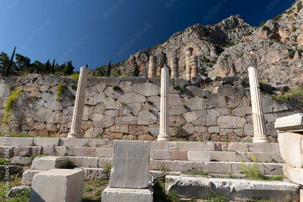 Archeological site of Delphi, Greece, a sacred precinct in ancient ...